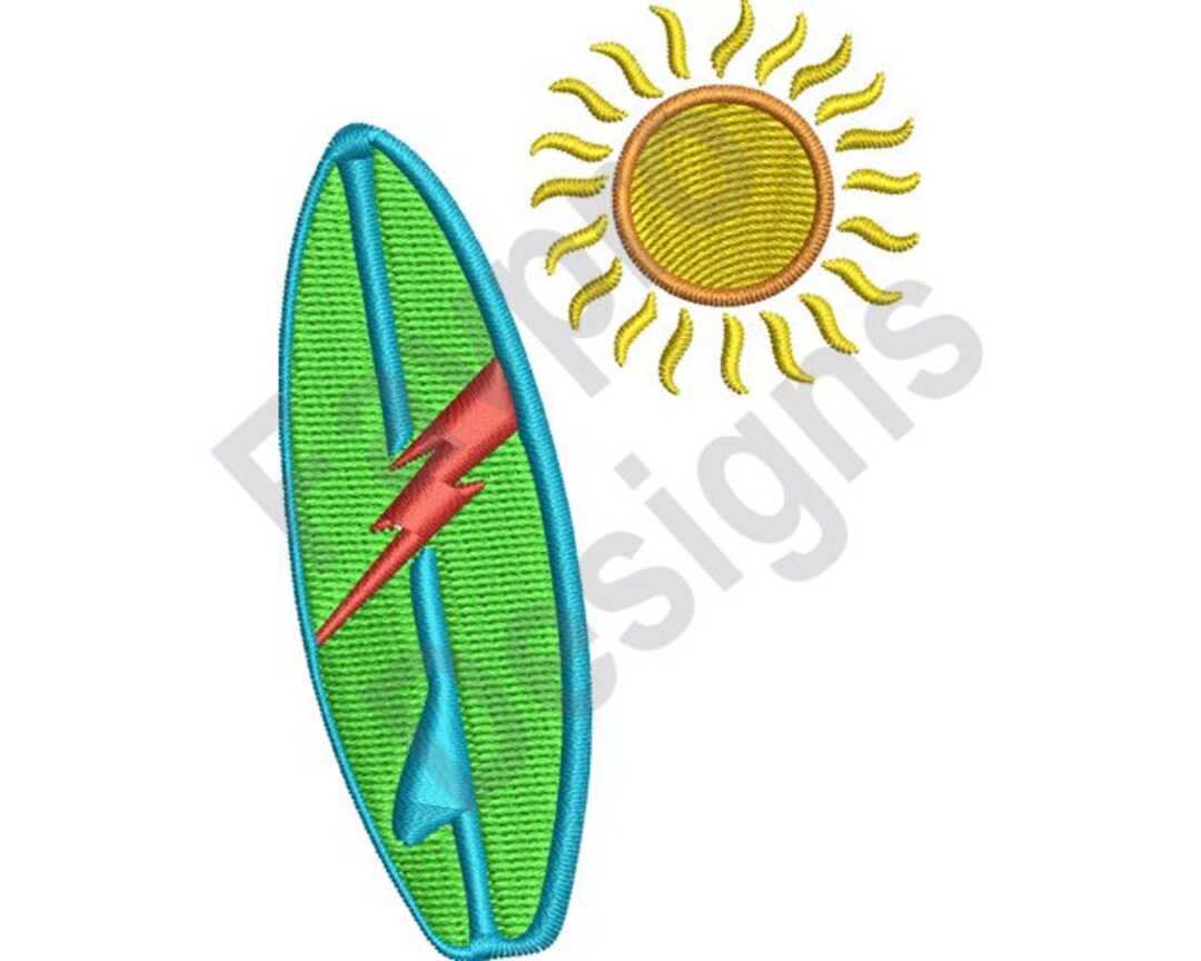 Sun and Surfboard - Machine Embroidery Design - Etsy