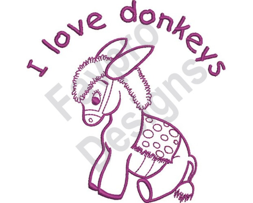 I Love Donkeys - Machine Embroidery Design - Etsy
