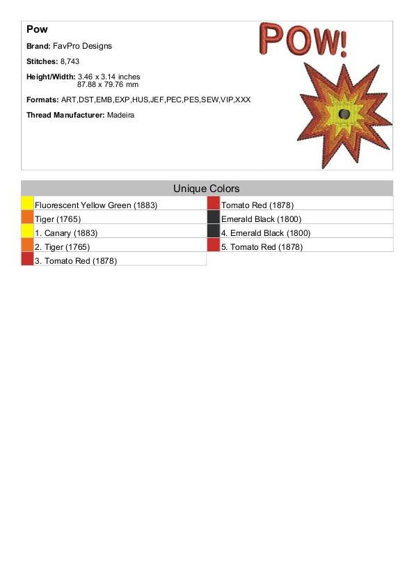 Pow Machine Embroidery Design - Etsy