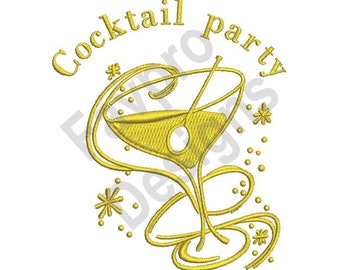 Ink Gin Cocktail Machine Embroidery File Design 4x4 Hoop Celebration ...
