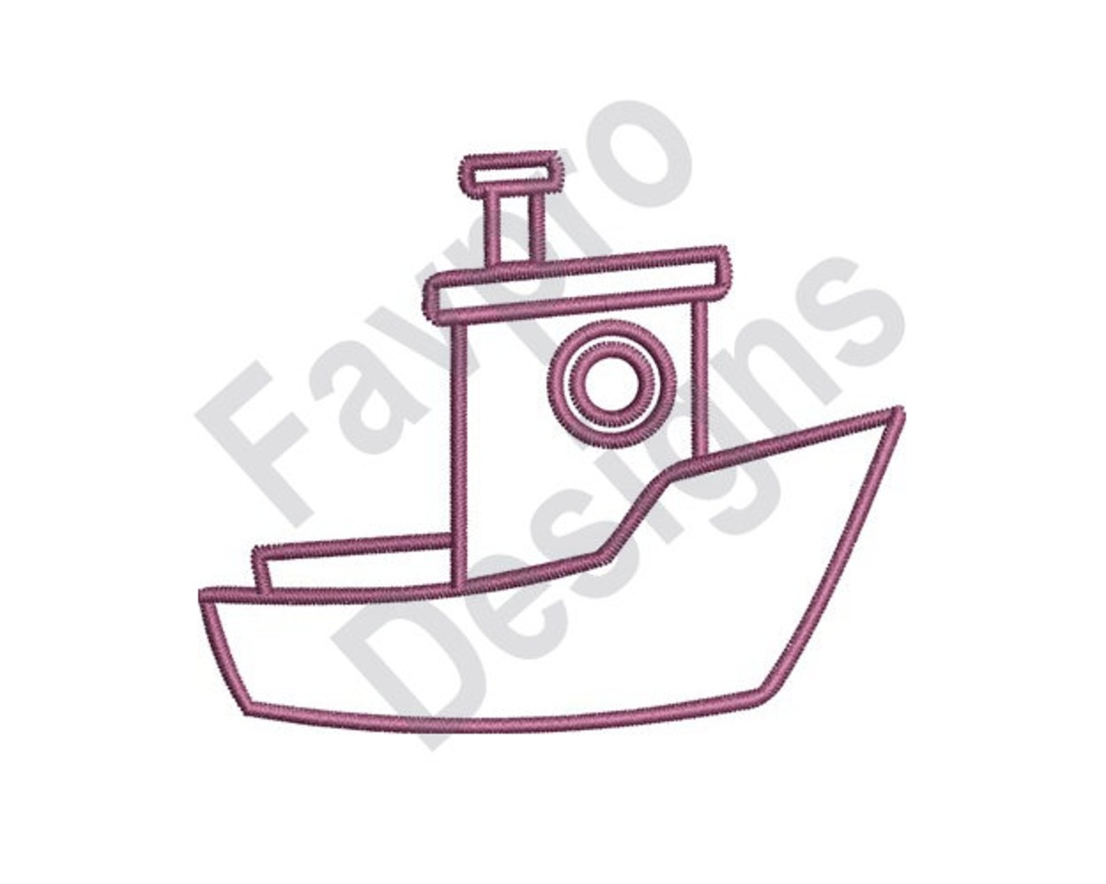 Tugboat Outline Machine Embroidery Design - Etsy