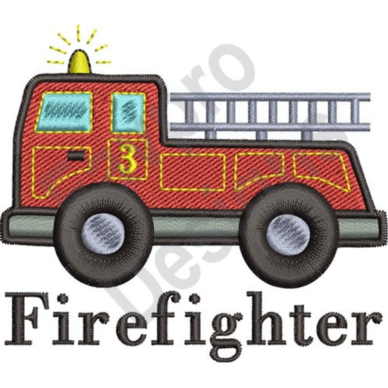 Machine Embroidery Fire Truck - Etsy