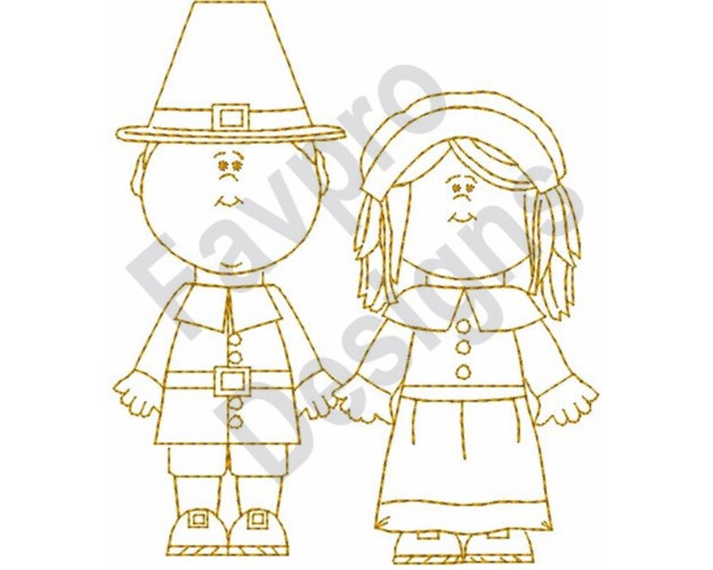Pilgrims Outline Machine Embroidery Design | Etsy