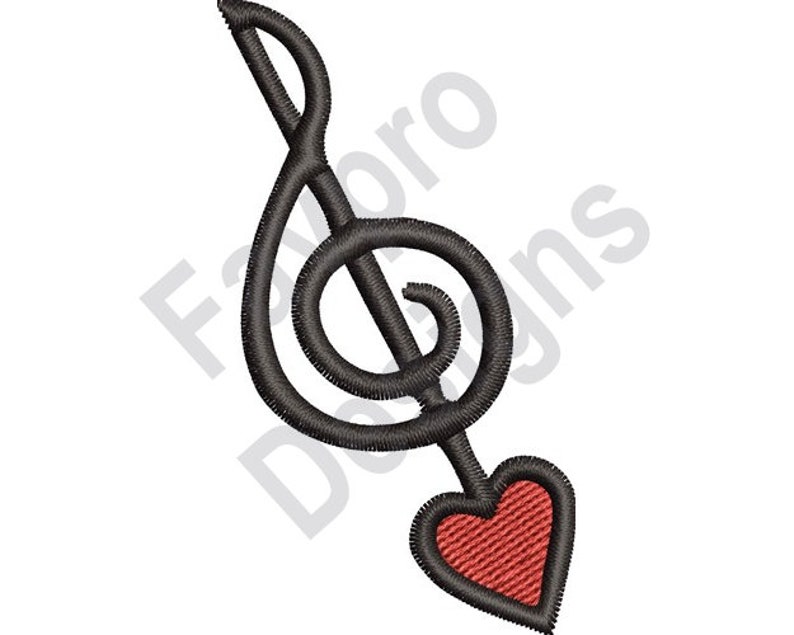 Treble Clef Heart Machine Embroidery Design | Etsy