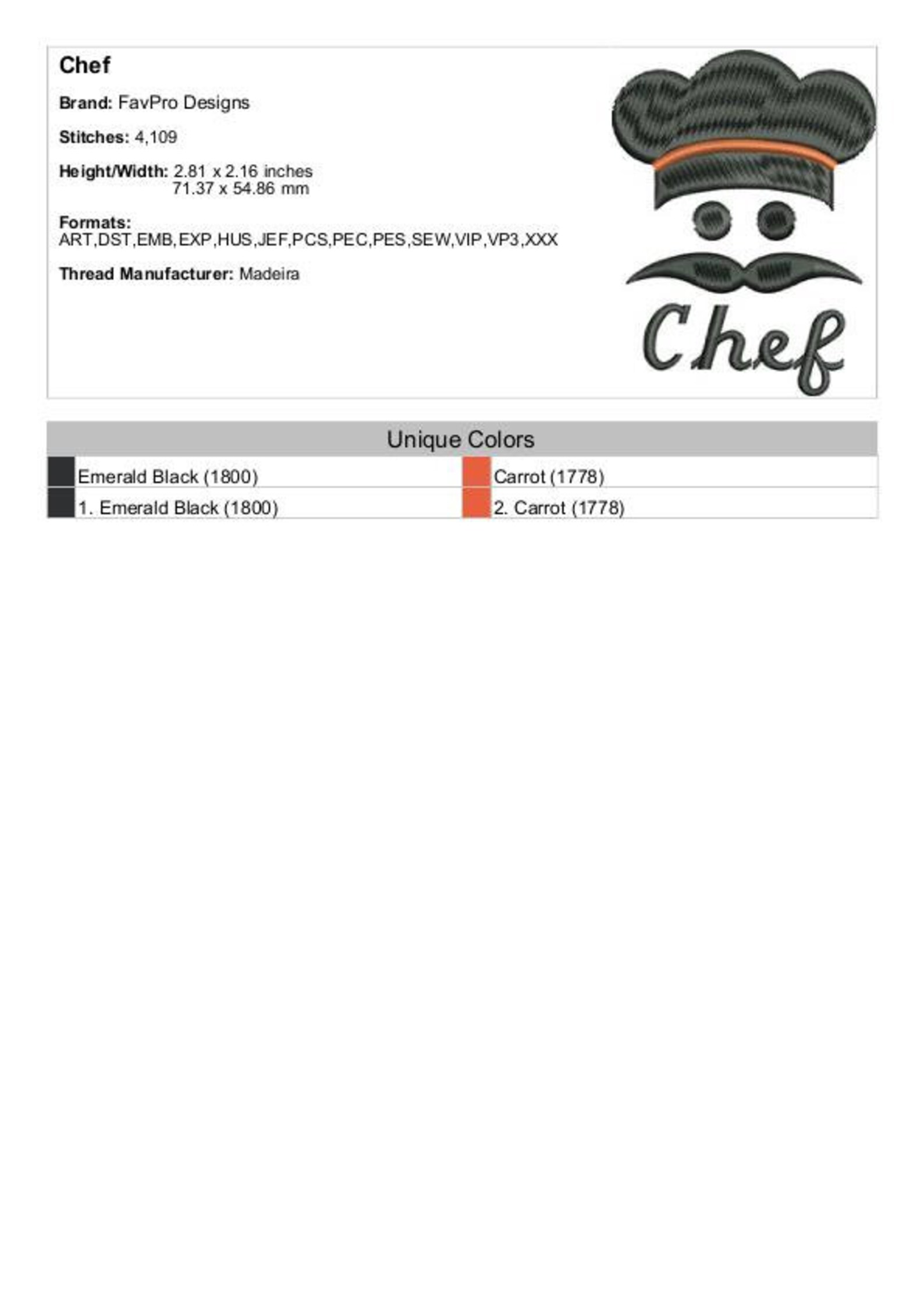 Chef - Machine Embroidery Design - Etsy