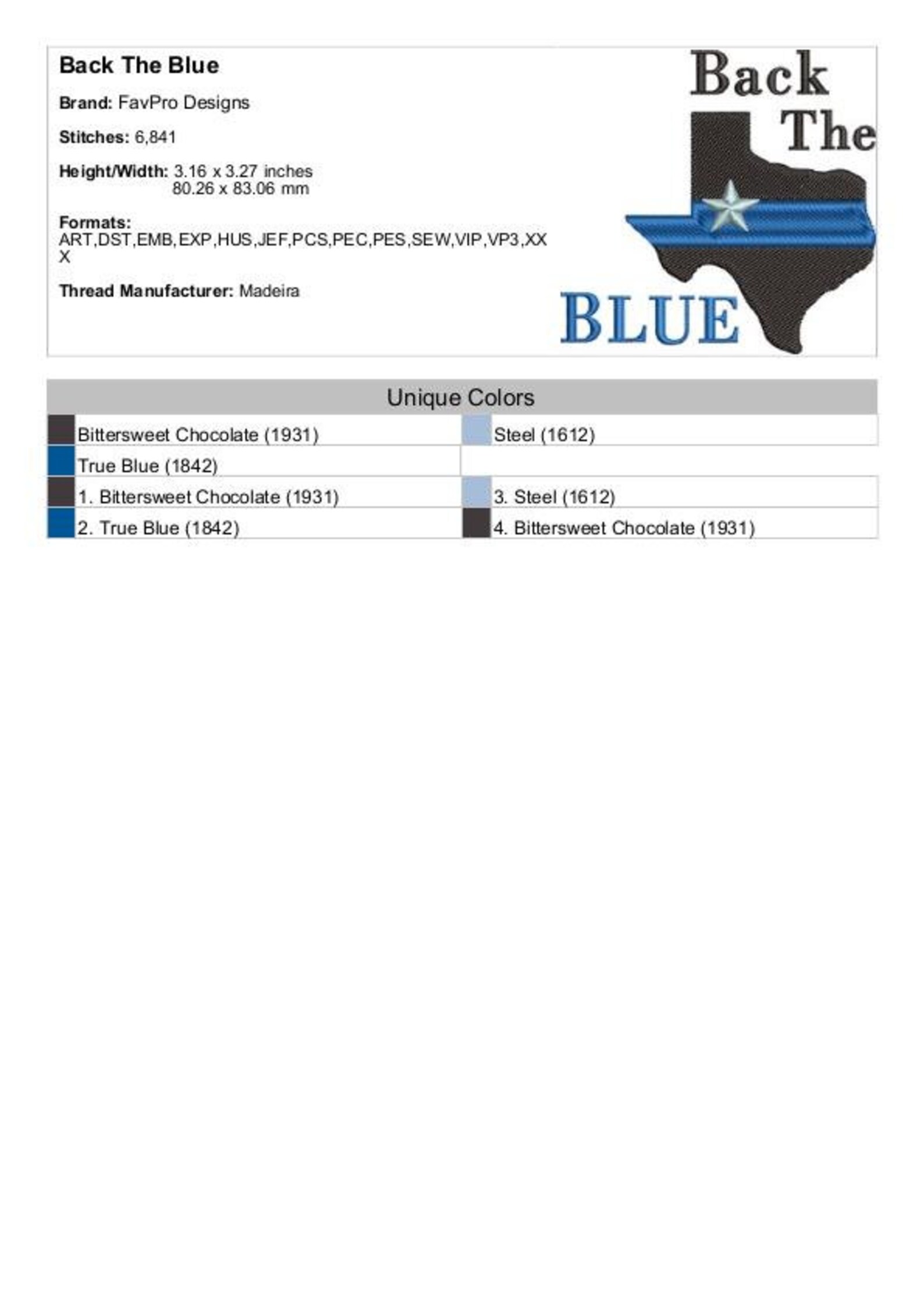 Back the Blue Machine Embroidery Design - Etsy