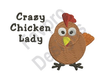 Crazy Chicken Lady Machine Embroidery Design 2 Sizes - Etsy
