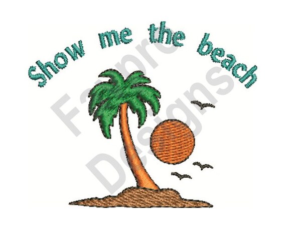The Beach Machine Embroidery Design | Etsy