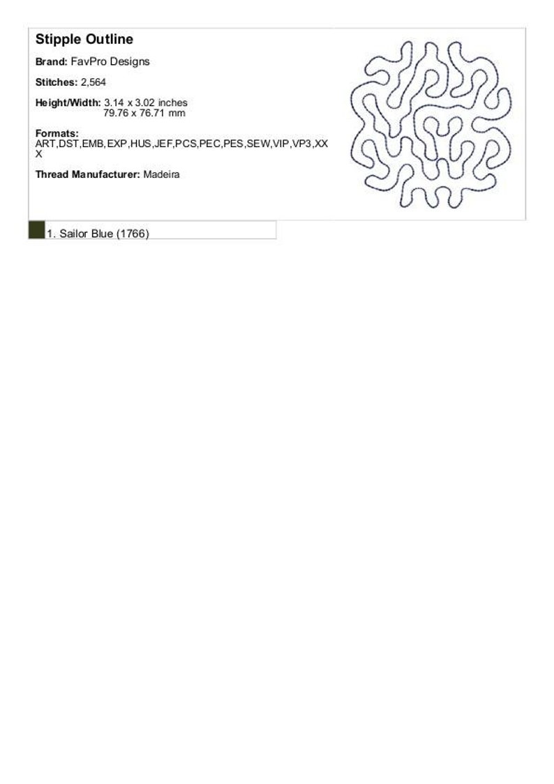 Stipple Outline Machine Embroidery Design | Etsy