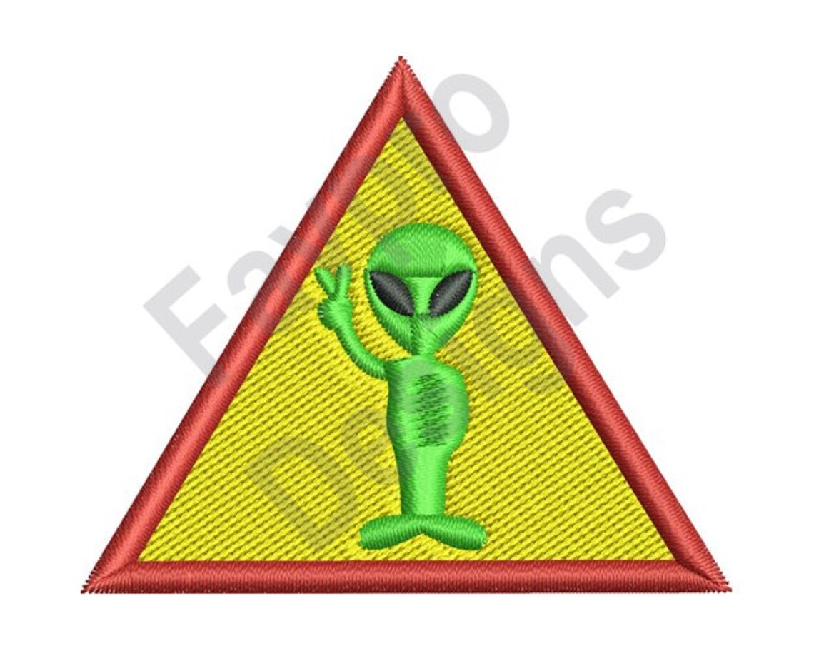 Alien Warning Sign Machine Embroidery Design | Etsy