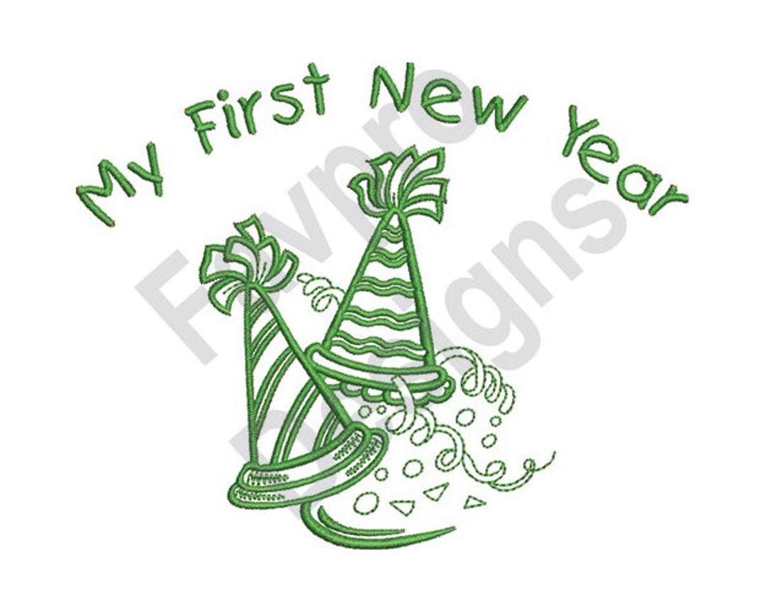 First New Year - Machine Embroidery Design - Etsy