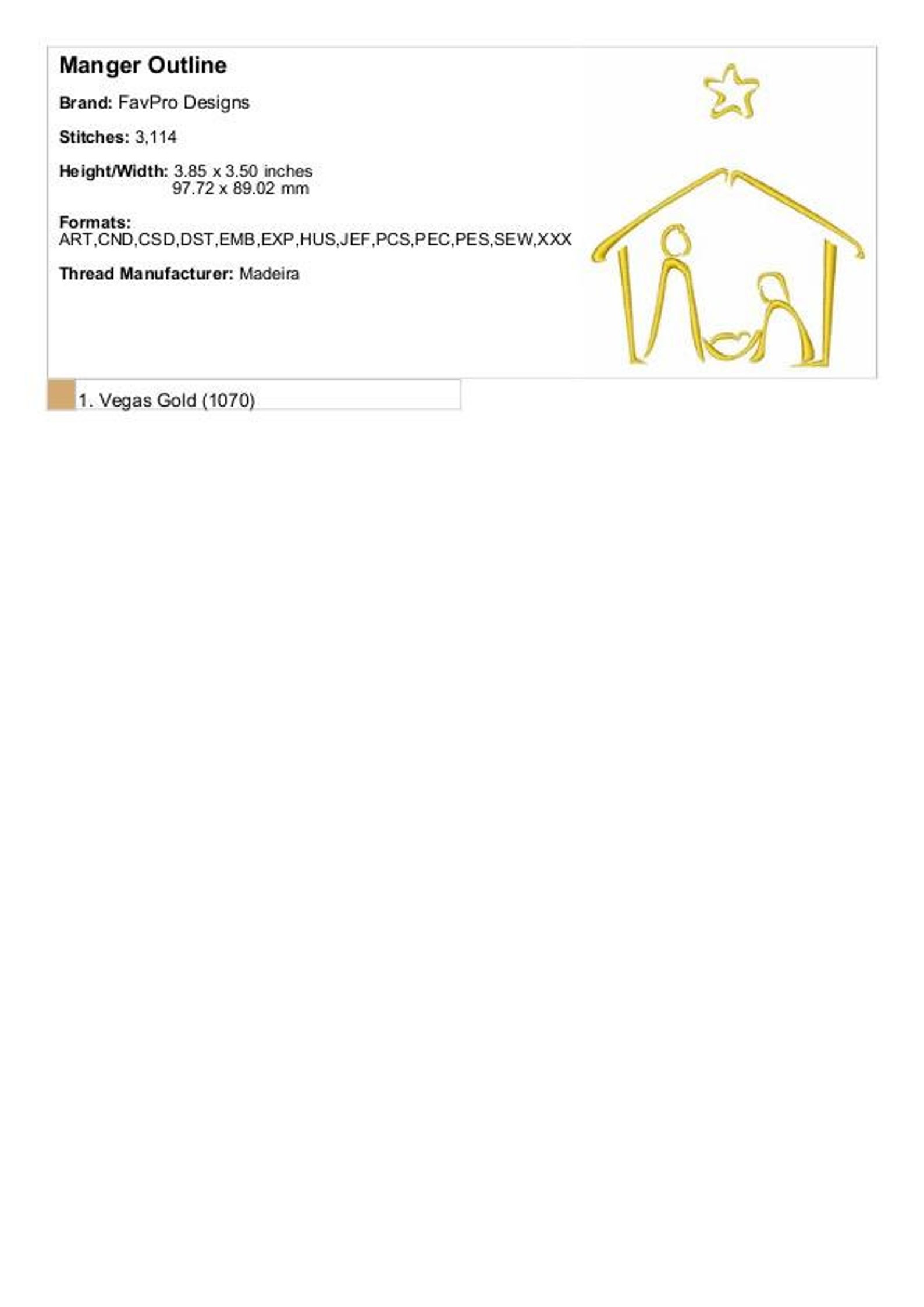 Manger Outline Machine Embroidery Design | Etsy