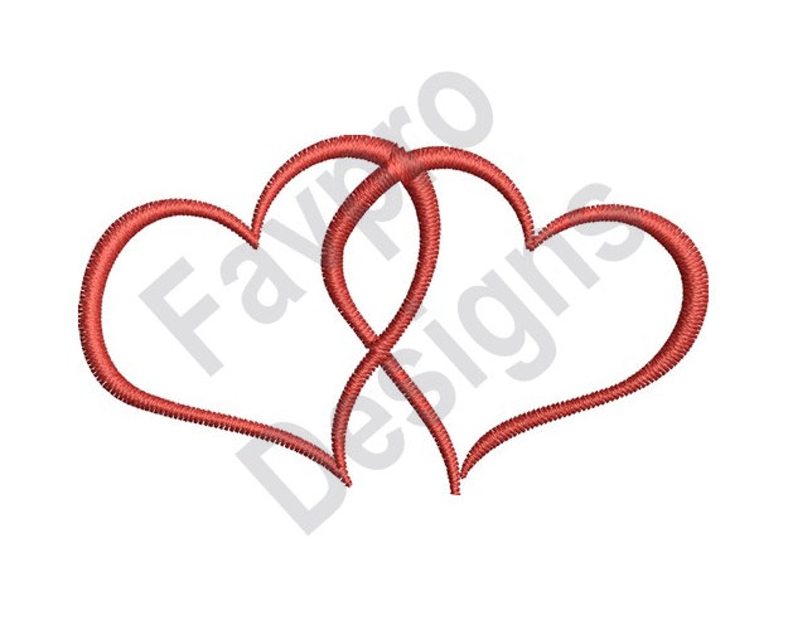 Double Heart Machine Embroidery Design - Etsy