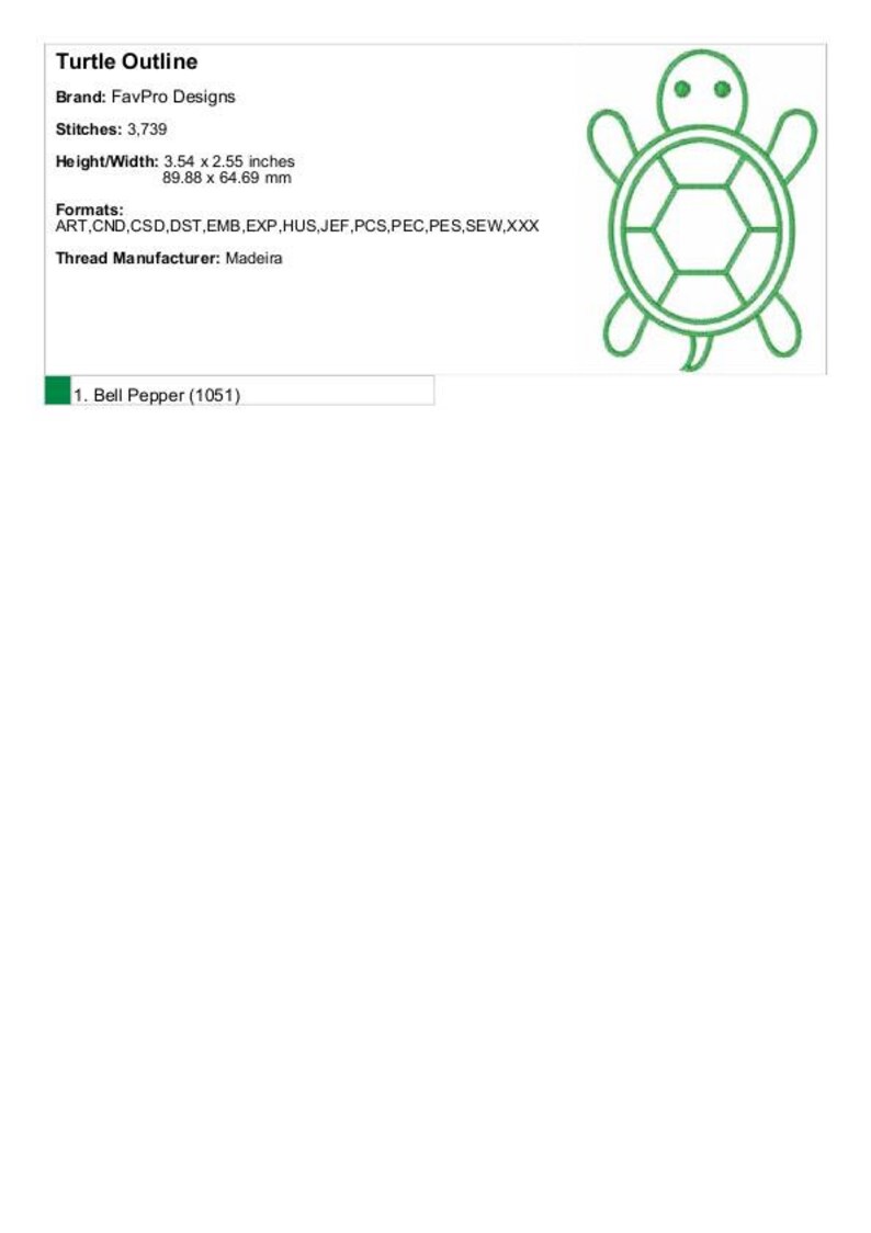 Turtle Outline Machine Embroidery Design | Etsy