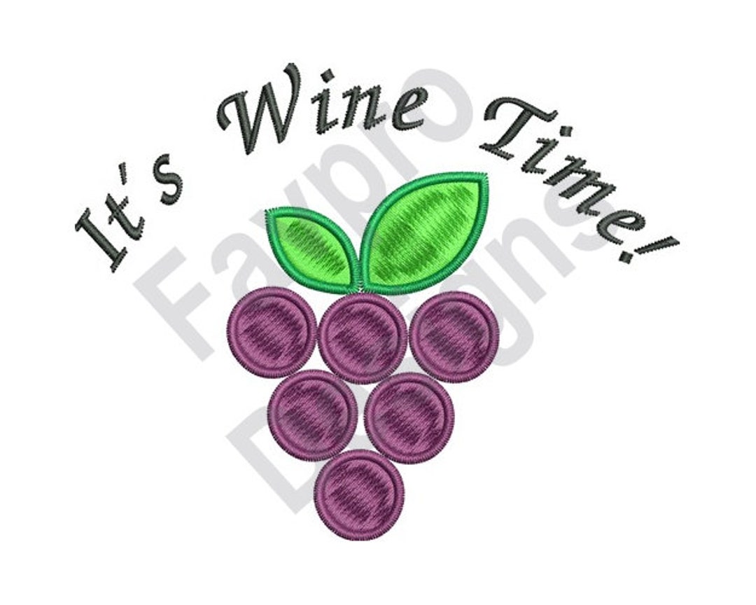 Wine Time - Machine Embroidery Design - Etsy