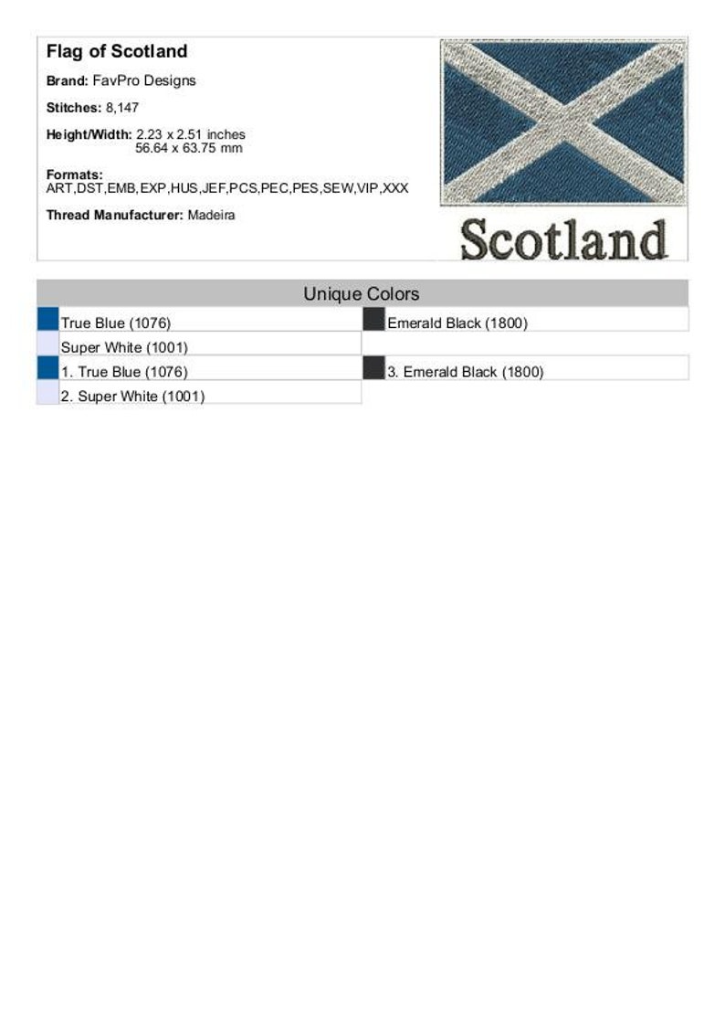 Flag of Scotland - Machine Embroidery Design - Etsy