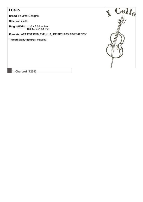 I Cello Machine Embroidery Design | Etsy