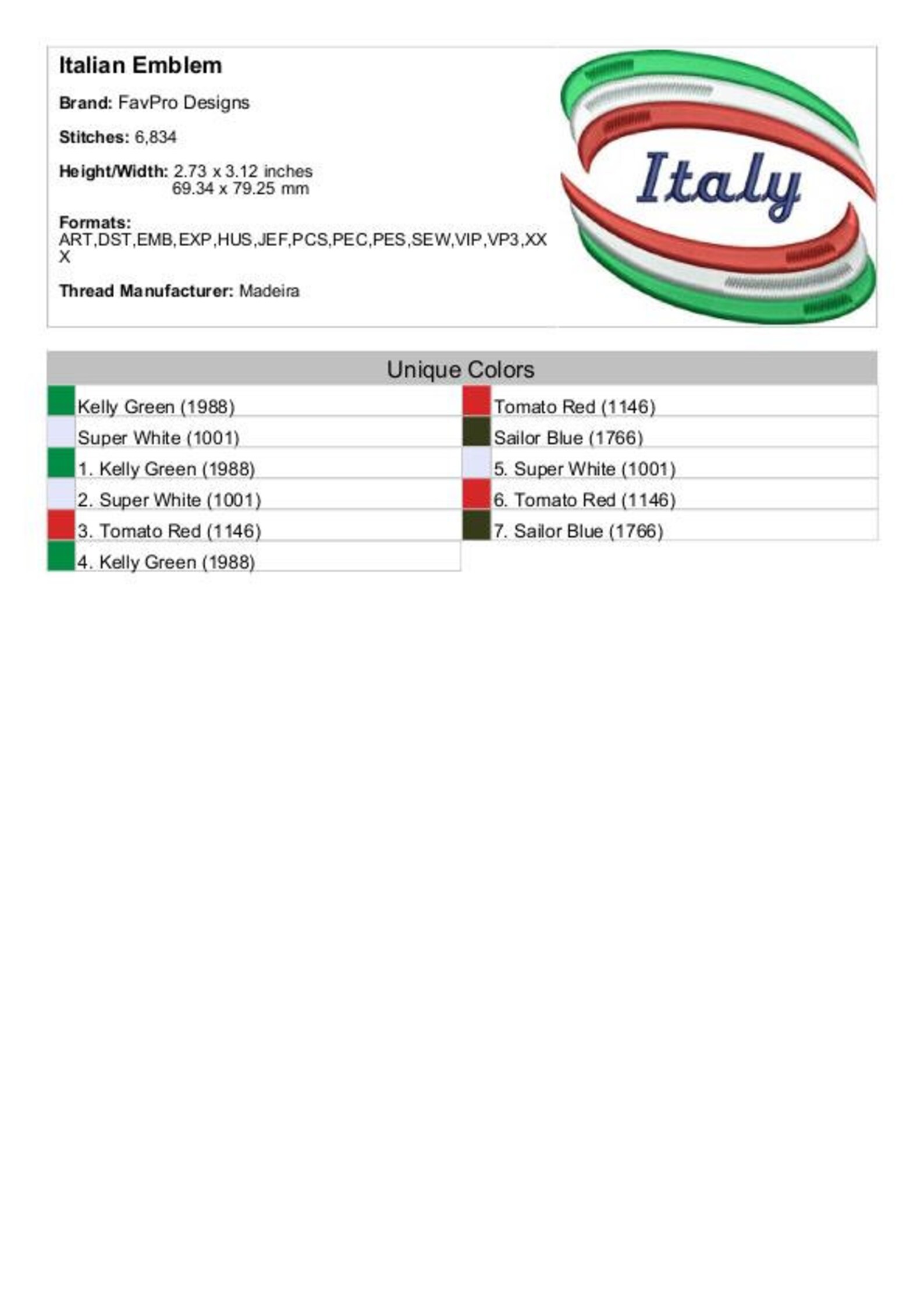 Italian Emblem Machine Embroidery Design - Etsy