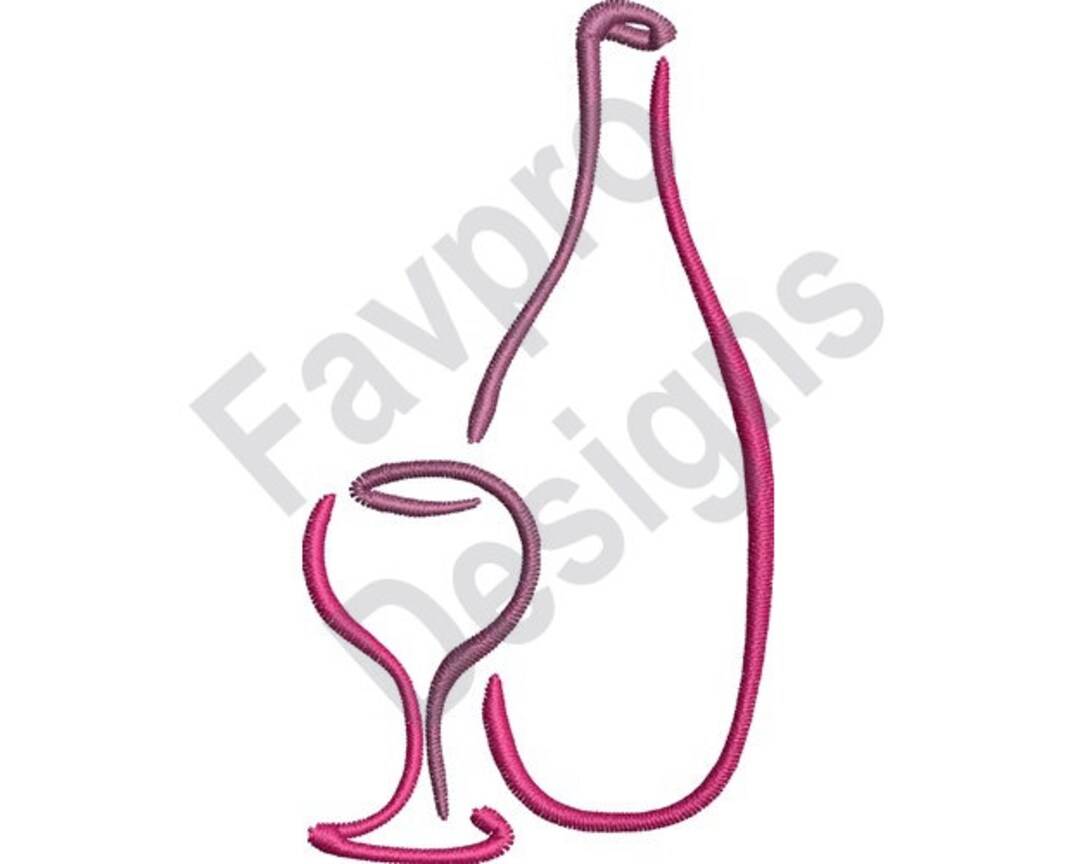 Wine Outline - Machine Embroidery Design - Etsy
