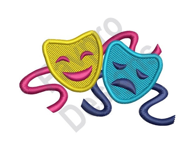 Colorful Comedy Tragedy Masks Machine Embroidery Design | Etsy