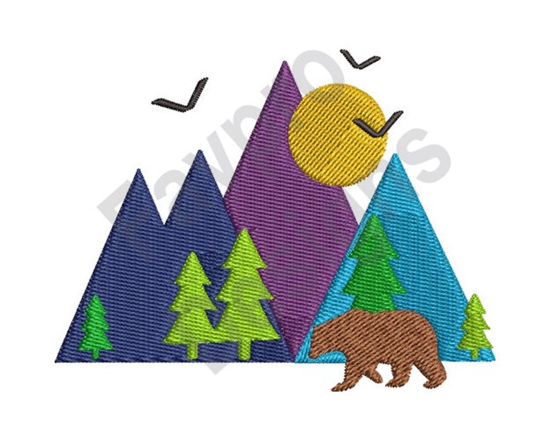 Mountain Scene - Machine Embroidery Design - Etsy