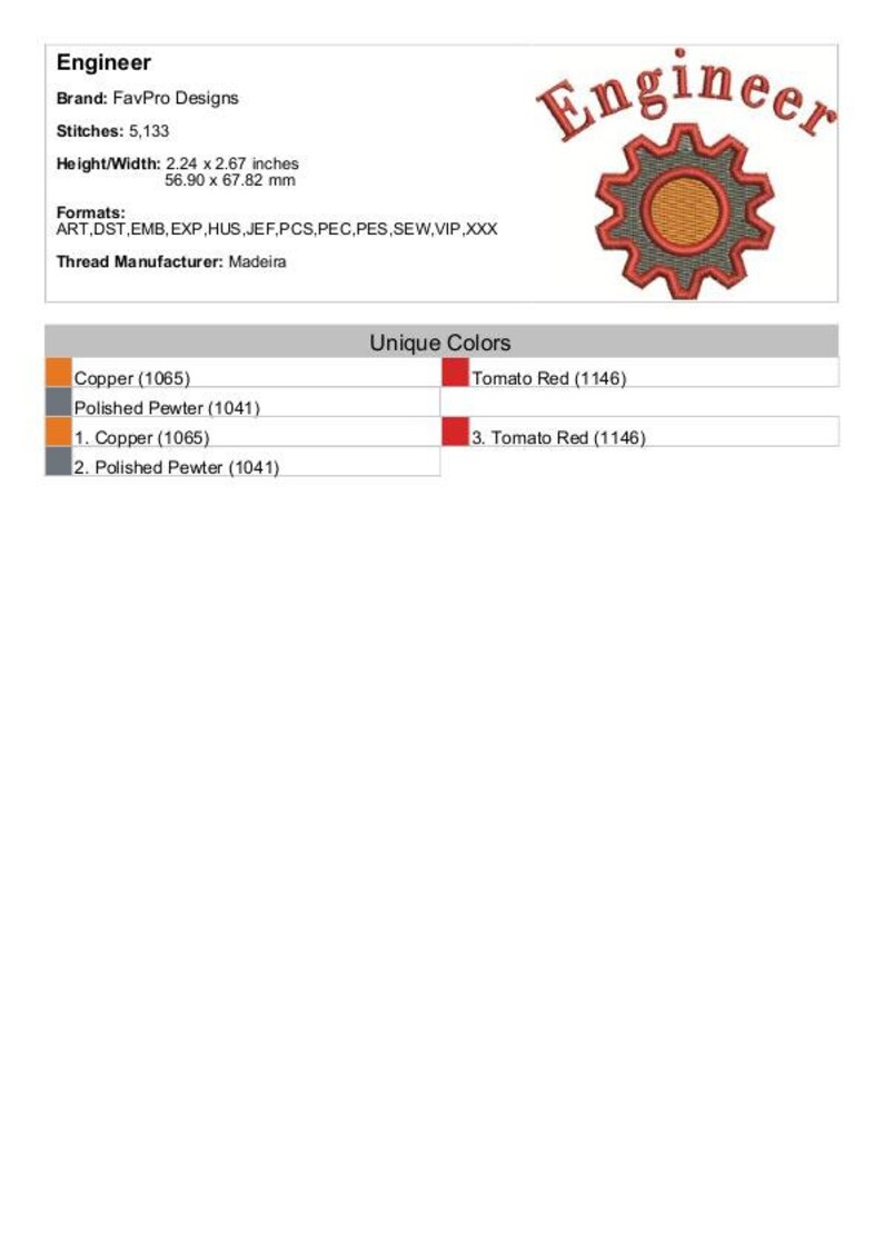 Engineer Machine Embroidery Design - Etsy