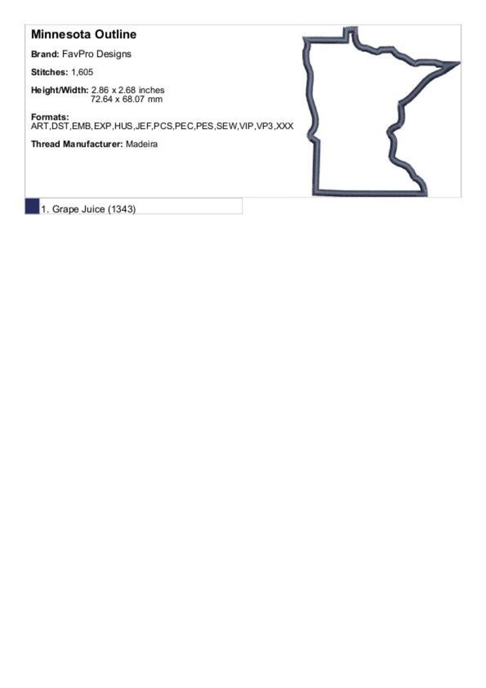 Minnesota Outline Machine Embroidery Design - Etsy