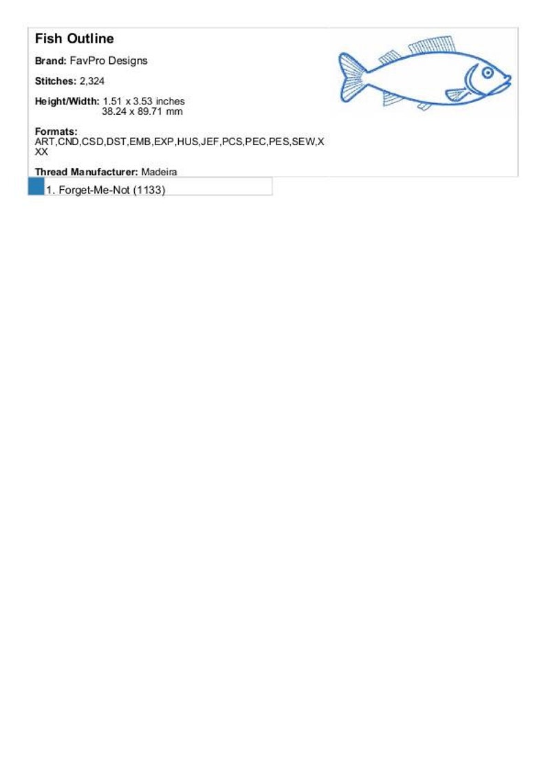 Fish Outline Machine Embroidery Design | Etsy