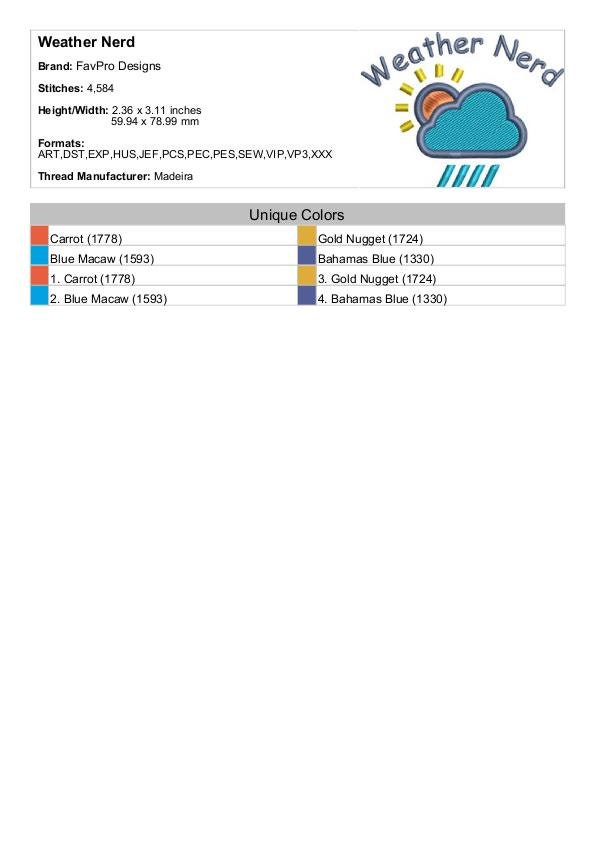 Weather Nerd Machine Embroidery Design | Etsy