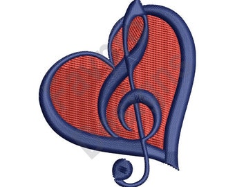 Heart Treble Clef Machine Embroidery Design. Treble Clef Heart Machine ...
