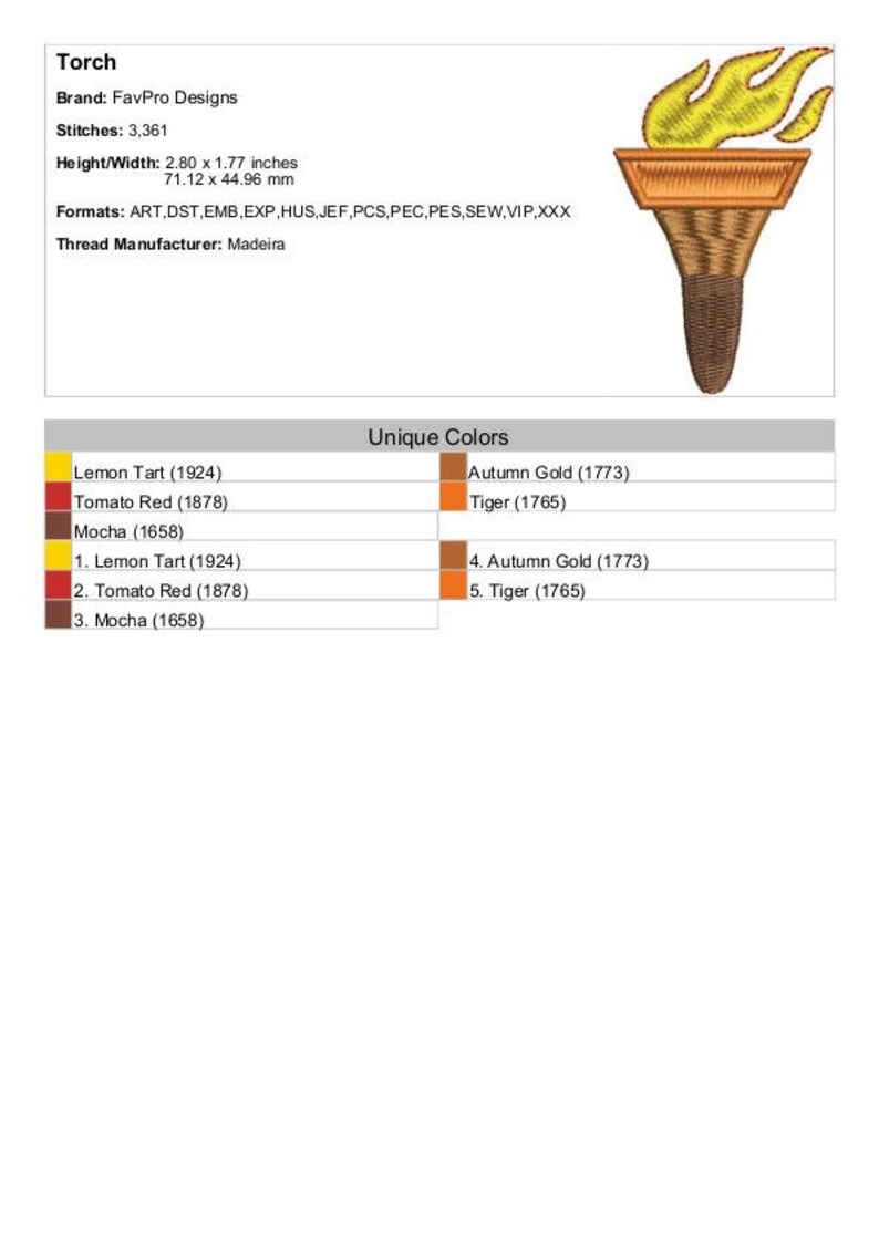 Torch Machine Embroidery Design - Etsy