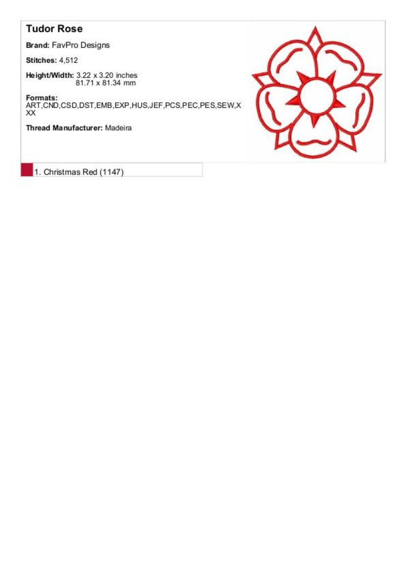 Tudor Rose - Machine Embroidery Design - Etsy