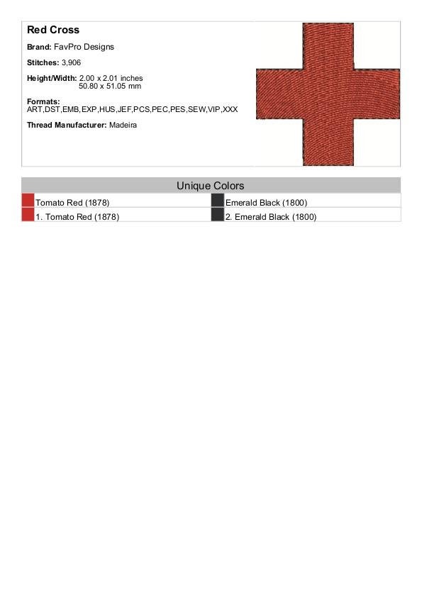 Red Cross Machine Embroidery Design - Etsy