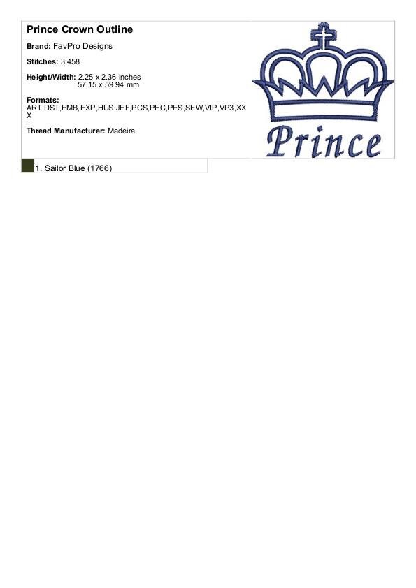 Prince Crown Outline - Machine Embroidery Design - Etsy