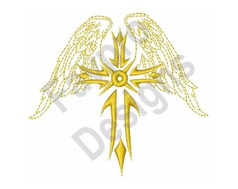 Winged Cross Machine Embroidery Design Christian Cross - Etsy