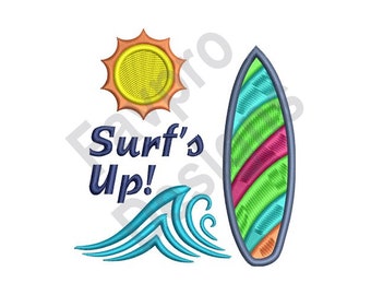 Surfs up Surfboard Wave Machine Embroidery Design, Embroidery Designs ...