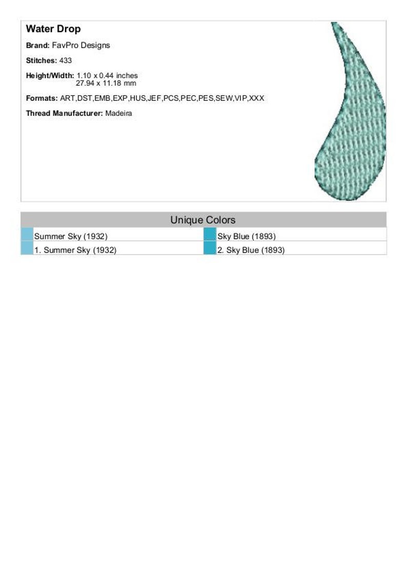 Water Drop Machine Embroidery Design | Etsy