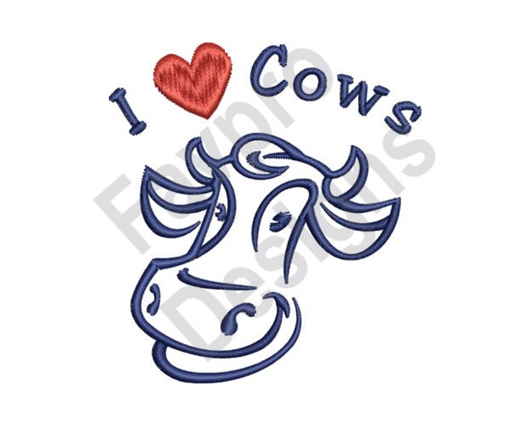 I Love Cows - Machine Embroidery Design - Etsy