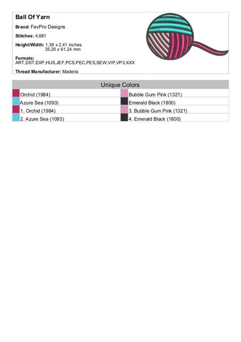 Ball of Yarn Machine Embroidery Design - Etsy