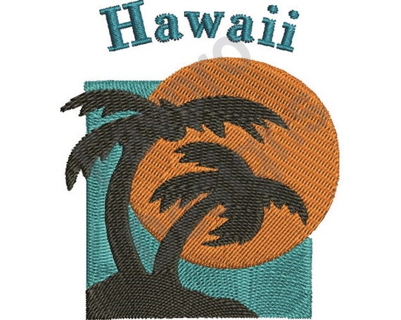 Hawaii Sunset Machine Embroidery Design | Etsy