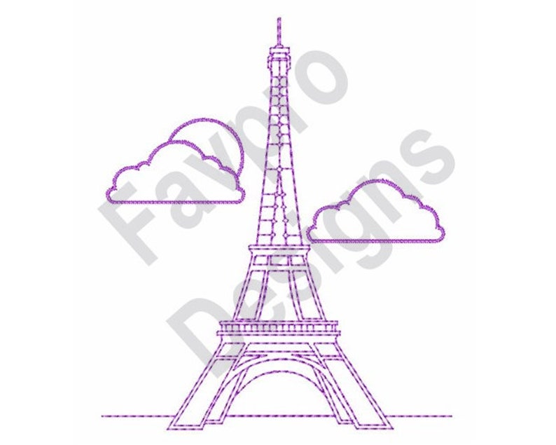 Eiffel Tower Outline Machine Embroidery Design - Etsy