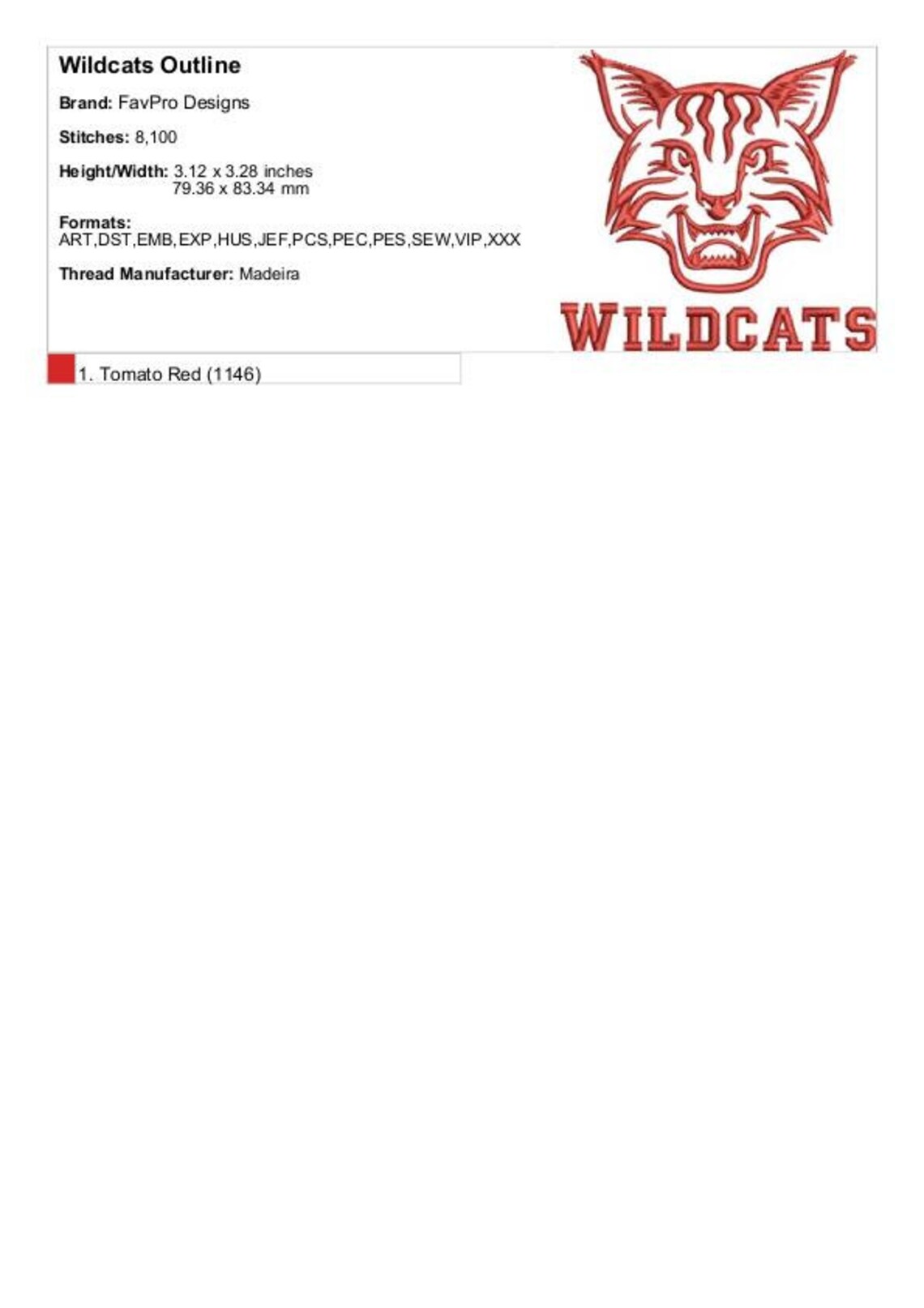 Wildcats Outline - Machine Embroidery Design - Etsy