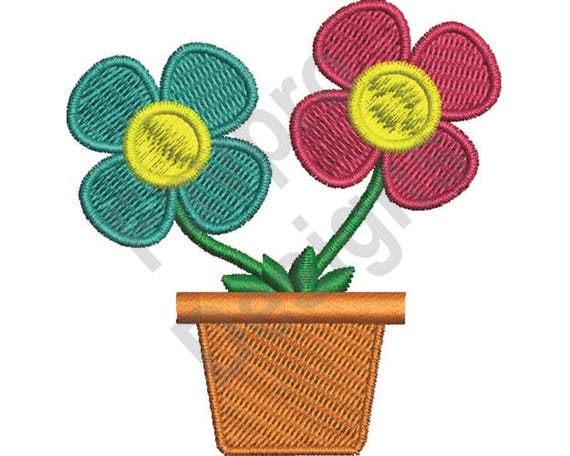 Flower Pot Machine Embroidery Design | Etsy