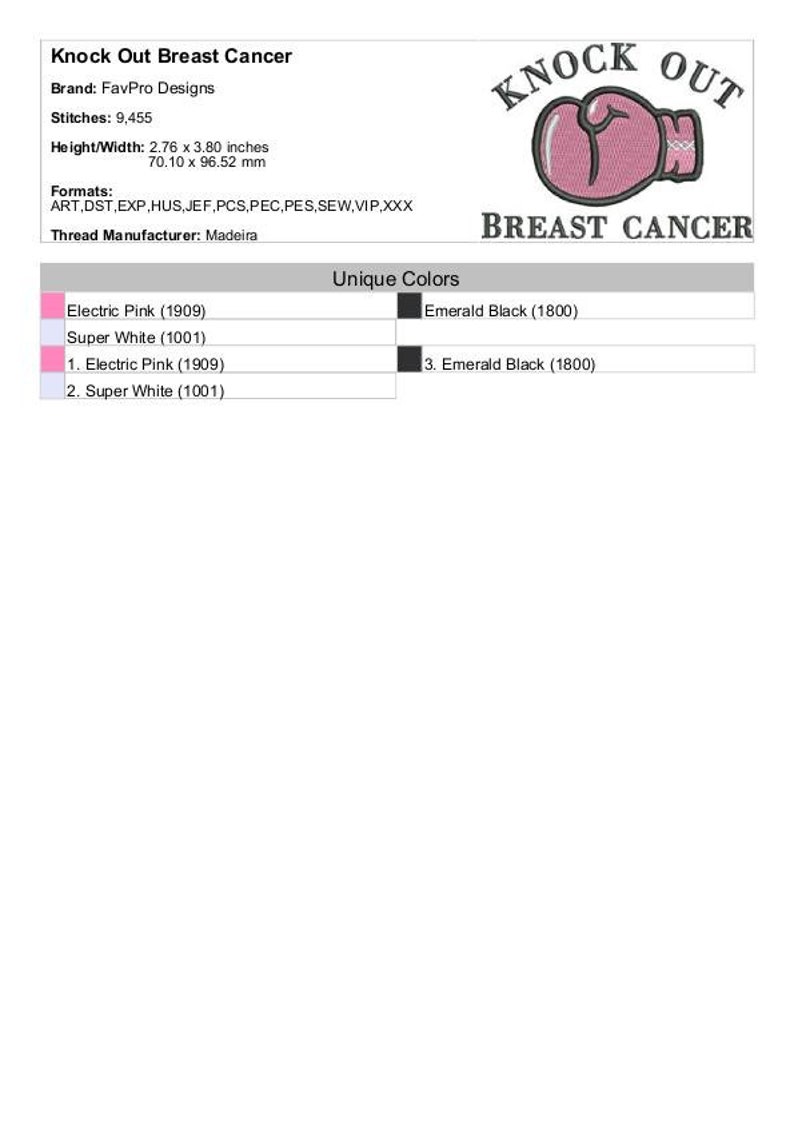 Knock Out Breast Cancer Machine Embroidery Design | Etsy