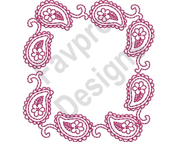 Paisley Frame Machine Embroidery Design | Etsy