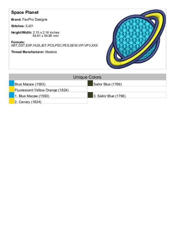 Space Planet Machine Embroidery Design - Etsy