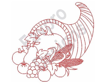 Cornucopia Machine Embroidery Design Horn of Plenty - Etsy