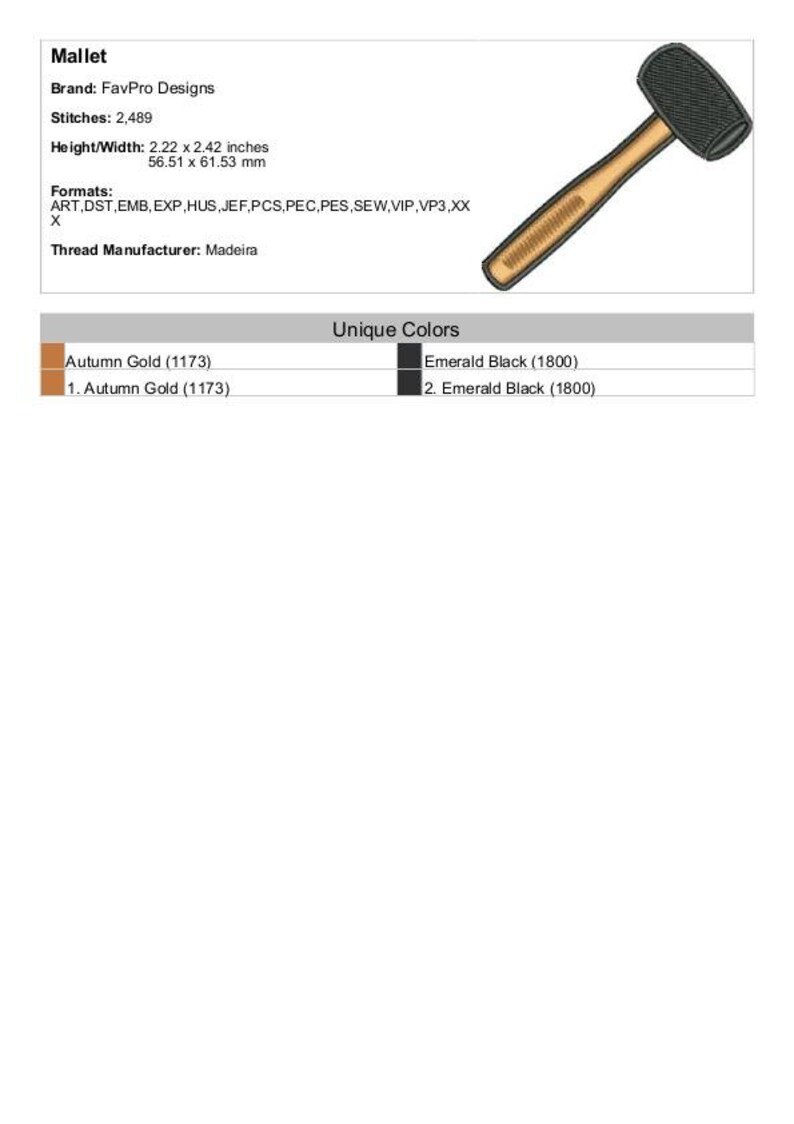 Mallet Machine Embroidery Design | Etsy