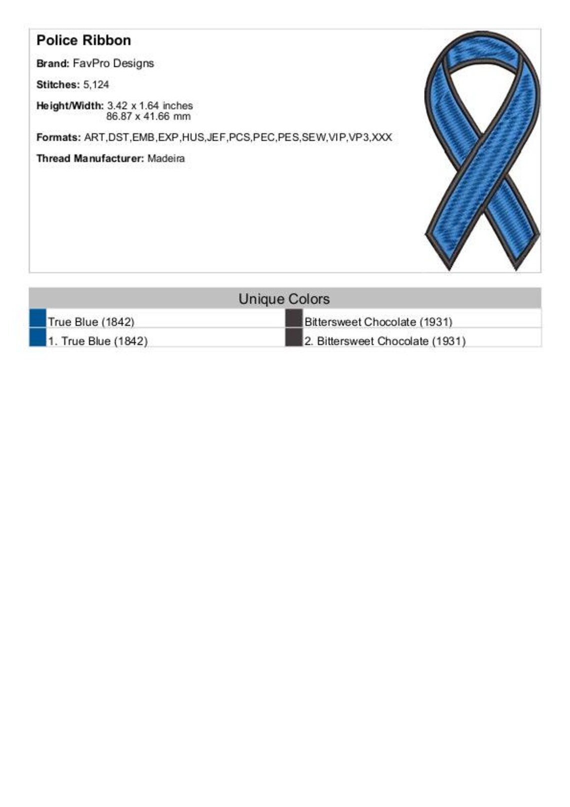 Police Ribbon Machine Embroidery Design | Etsy