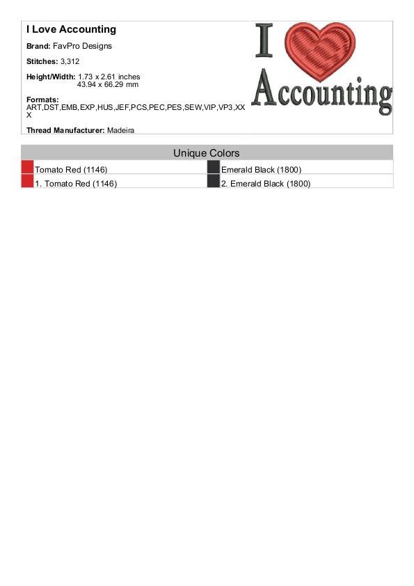 I Love Accounting Machine Embroidery Design - Etsy